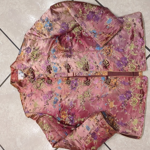 Vintage | Jackets & Coats | Vintage Asian Mandarin Womens Jacket Floral ...